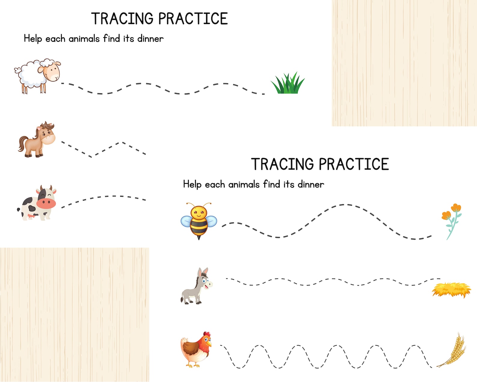 Tracing Worksheets, Preschool Worksheets,tracing Practice, Farm Animals ...