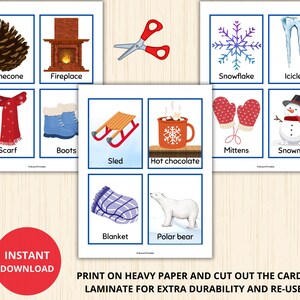 Winter Flashcards,winter Vocabulary,winter Montessori Preschool,holiday ...