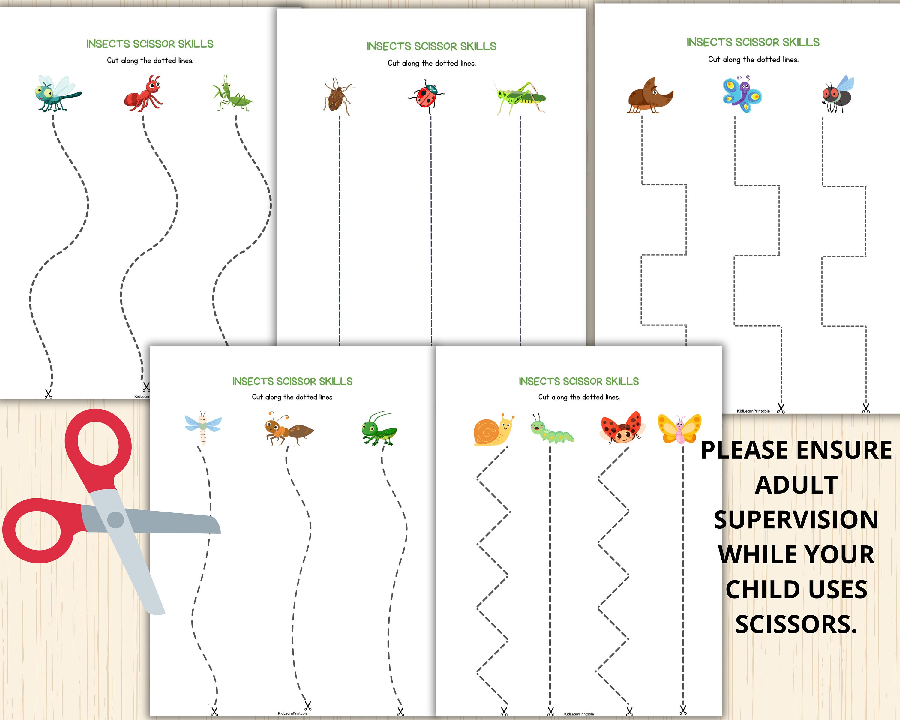 Spring Cutting Practice,insect Scissor Strips, Scissor Skills Practice ...