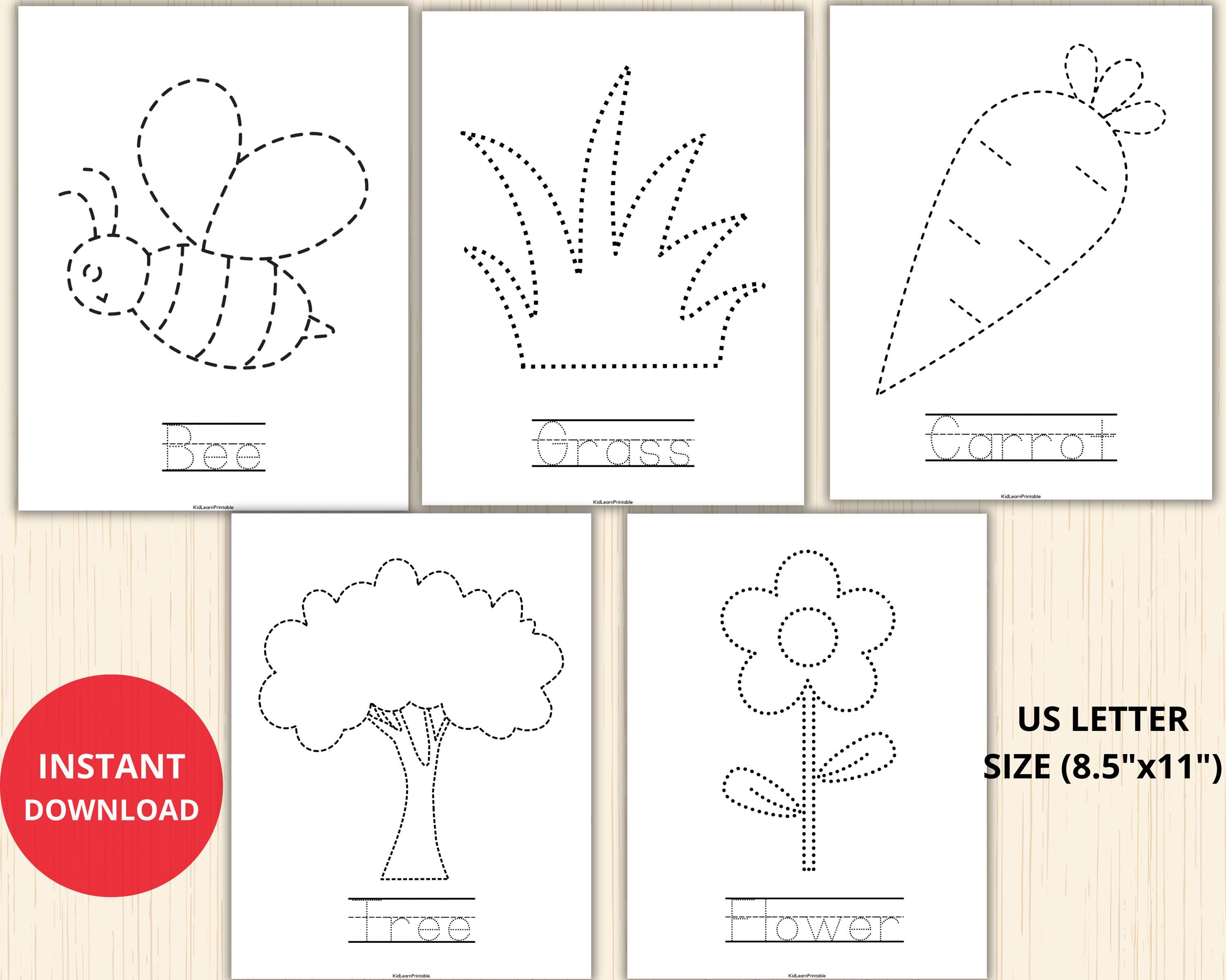 Garden Tracing Worksheet,spring Trace Practice,fine Motor Skills,garden ...