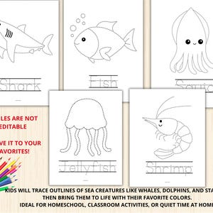 Ocean Animals Tracing,ocean Animal Coloring Pages,tracing Sea Animals ...