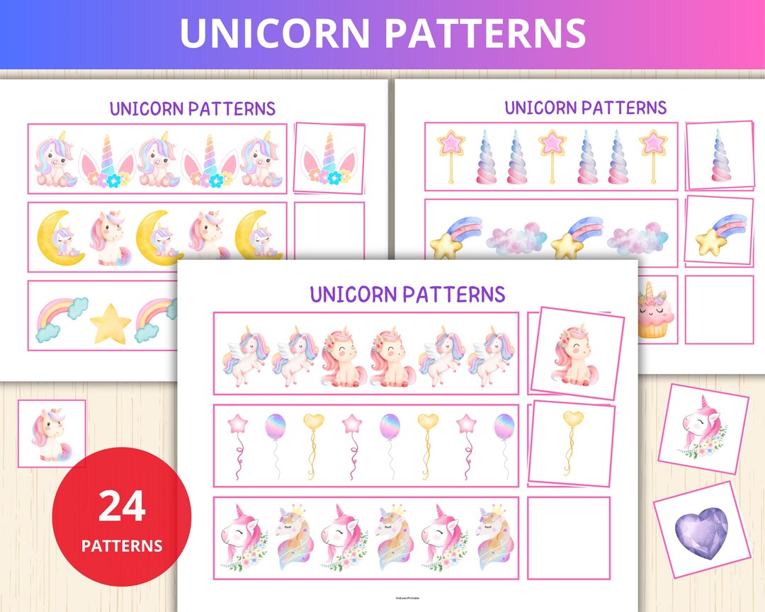 Unicorn Patterns,what Comes Next,preschool Pattern Games,unicorn Party ...