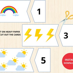 Weather Number Matching,printable Puzzle,counting Activity,preschool ...