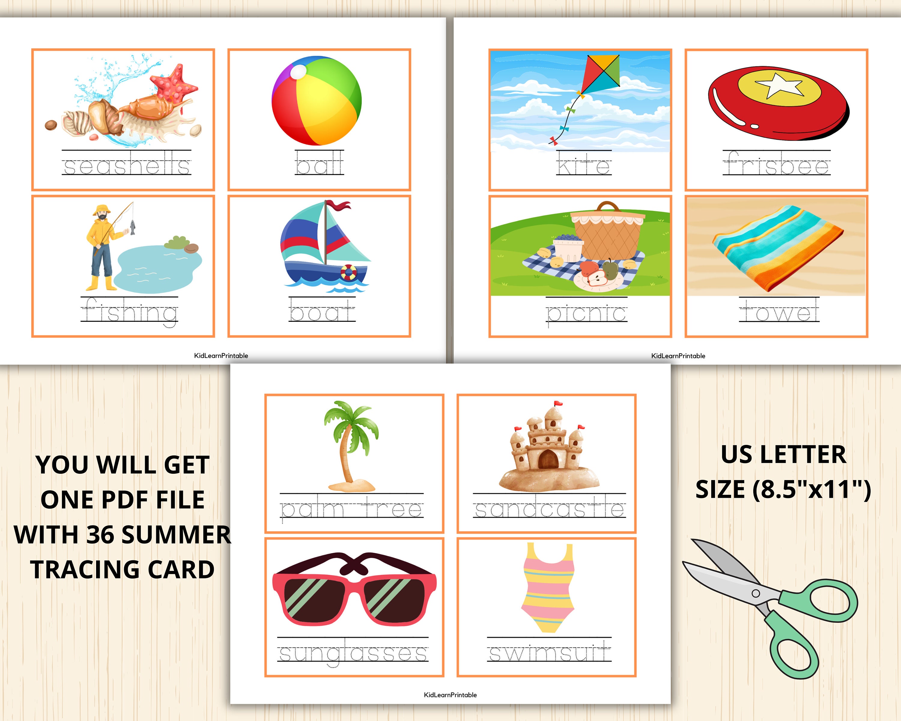 Summer Word Tracing Cards,tracing Cards,summer Montessori,summer ...