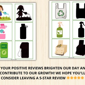 Earth Day Shadow Matching Cards, Earth Day Flashcards,environmental ...