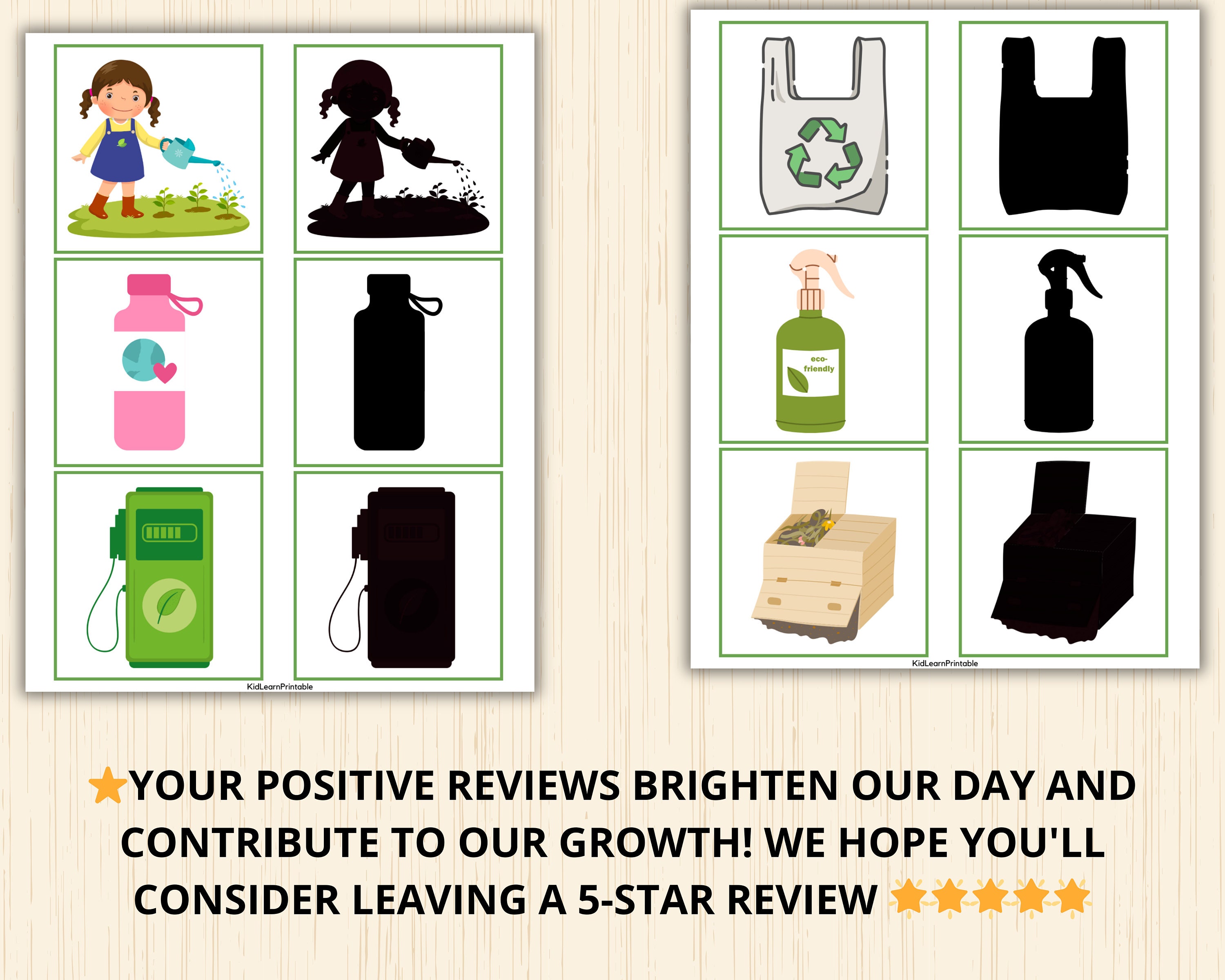 Earth Day Shadow Matching Cards, Earth Day Flashcards,environmental ...