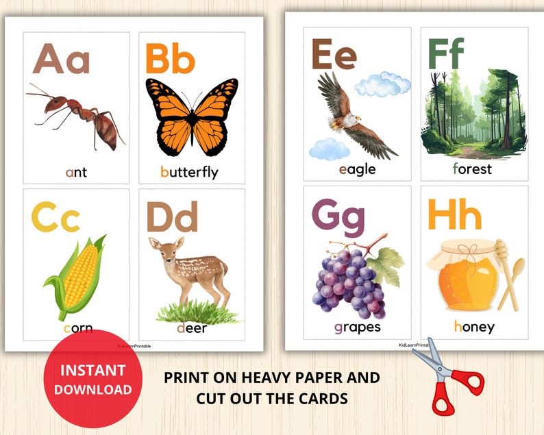 Nature Alphabet,nature Flashcard,fall Unit Study,alphabet Cards for ...