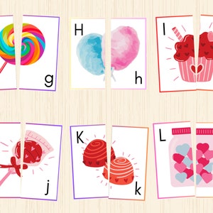 Candy Alphabet Matching Cards, Alphabet Puzzles,toddler Matching Game ...