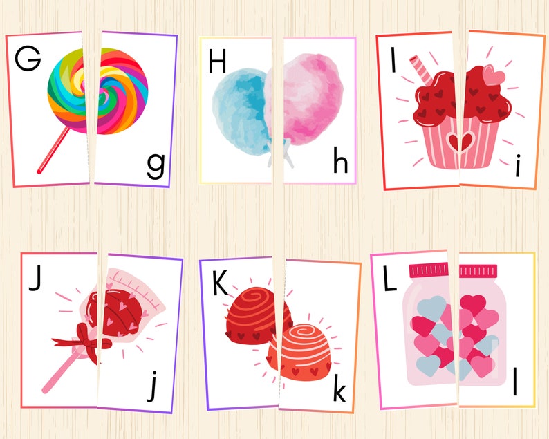 Candy Alphabet Matching Cards, Alphabet Puzzles,toddler Matching Game ...