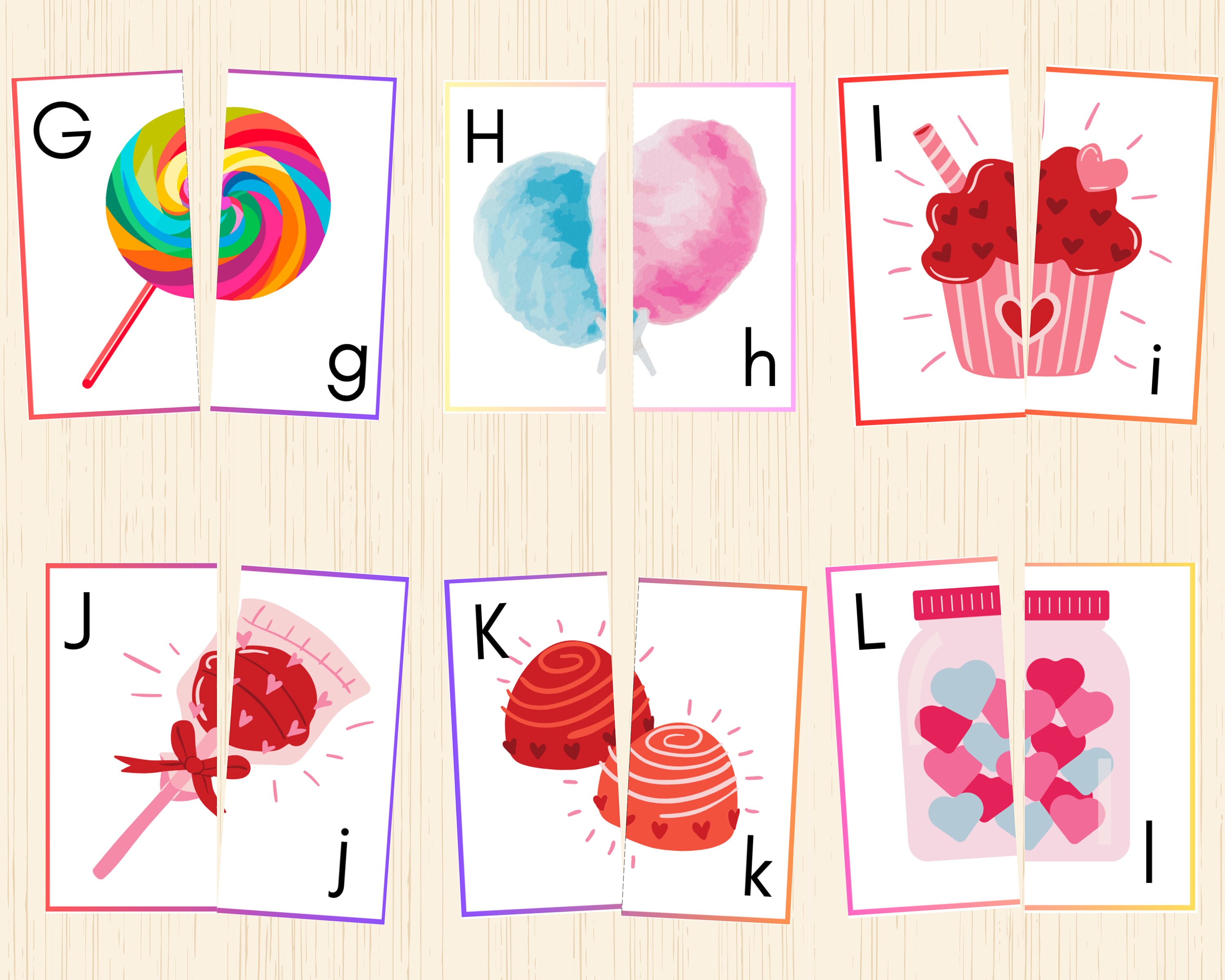 Candy Alphabet Matching Cards, Alphabet Puzzles,toddler Matching Game ...
