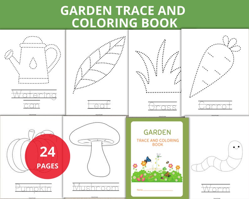 Garden Tracing Worksheet,spring Trace Practice,fine Motor Skills,garden ...