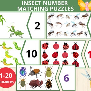 Insect Number Matching,spring Puzzle,counting Activity,preschool,number ...