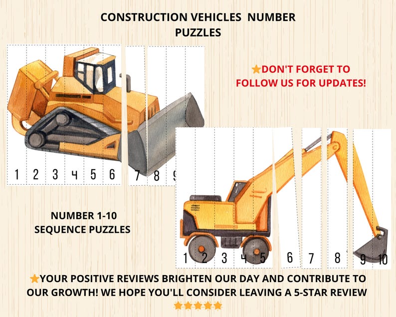 Construction Vehicles Puzzles,vehicles Number Sequence Puzzle,vehicles ...