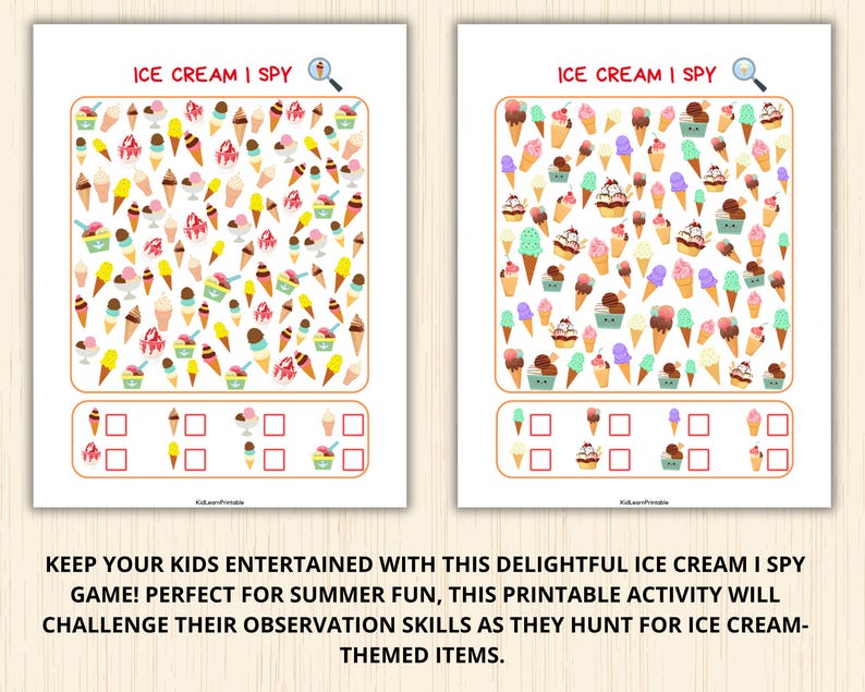 Ice Cream I Spy,ice Cream Activity,summer I Spy,summer Preschool ...