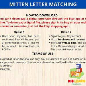 Mitten Letter Match,uppercase Lowercase Match,winter Preschool,winter ...