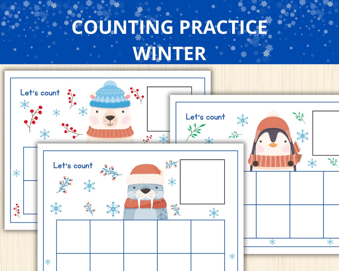 Winter Counting Practice 1-10,count Match,matching Activity,preschool ...