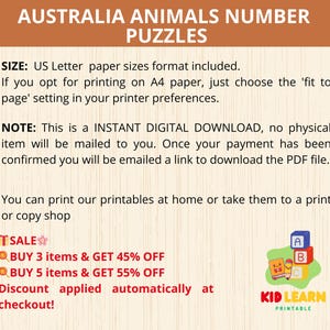 Australian Animals Number Puzzles,animals Number Sequence,australia ...