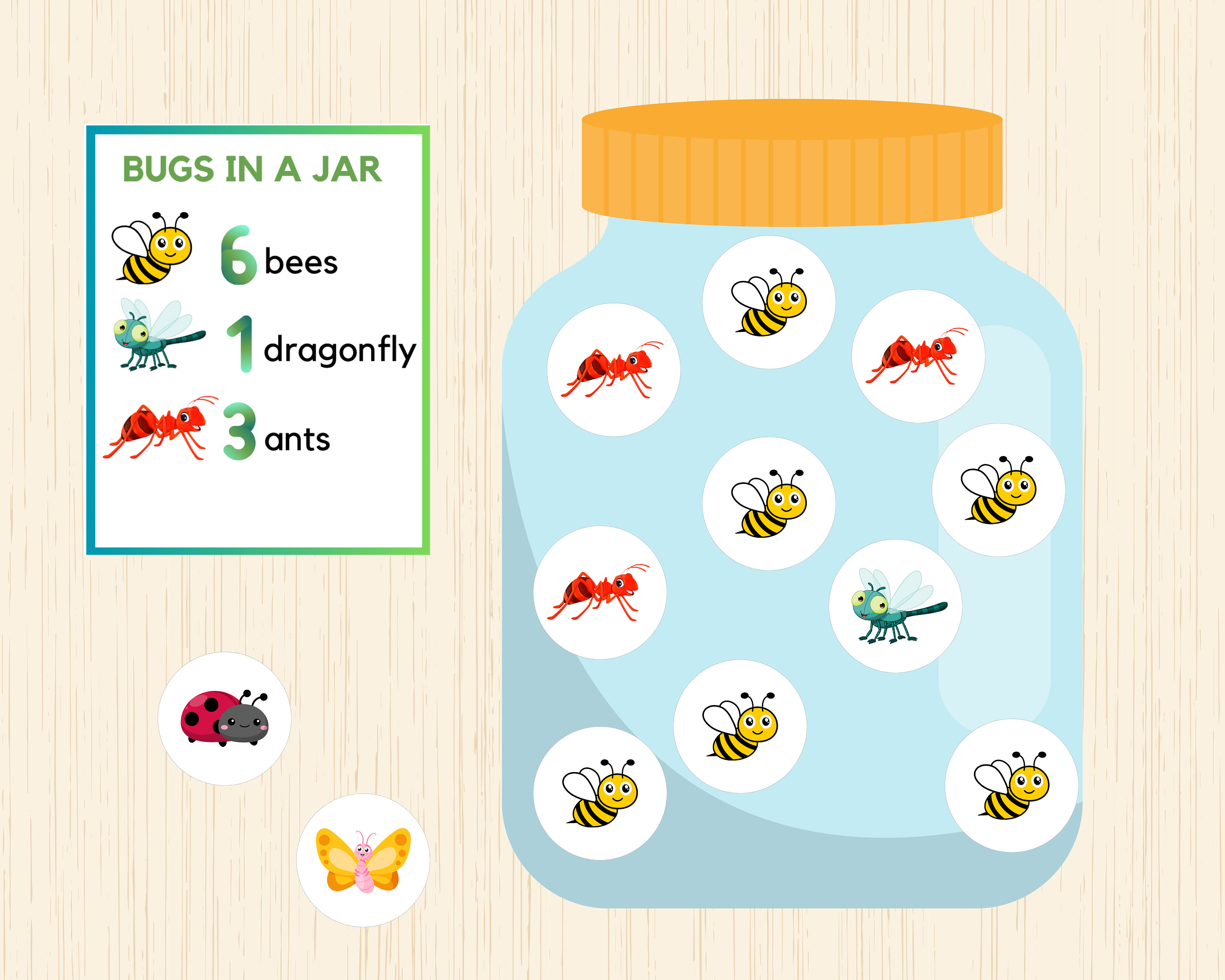 Bug in a Jar Counting Activity, Pretend Play,insect Busy Book, Bug Unit ...