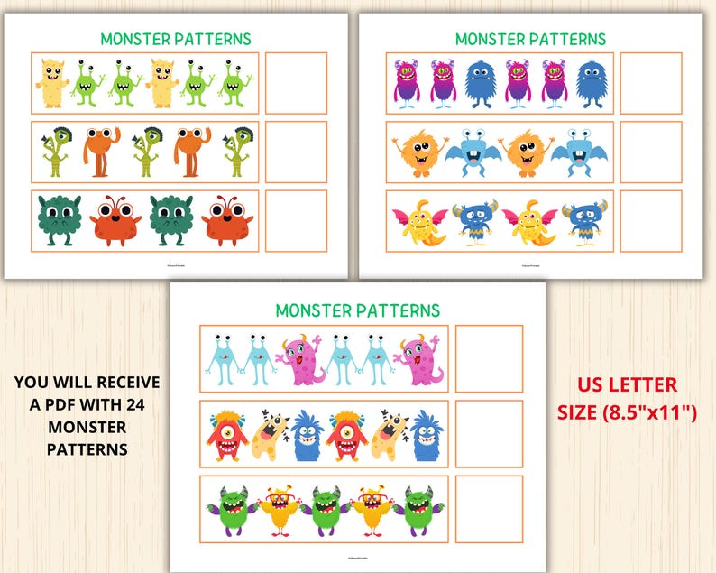 Monster Pattern,pattern Recognition,what Comes Next,monster Preschool ...