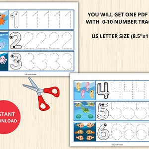 Ocean Animals Number Tracing,handwriting Practice,writing Skills ...