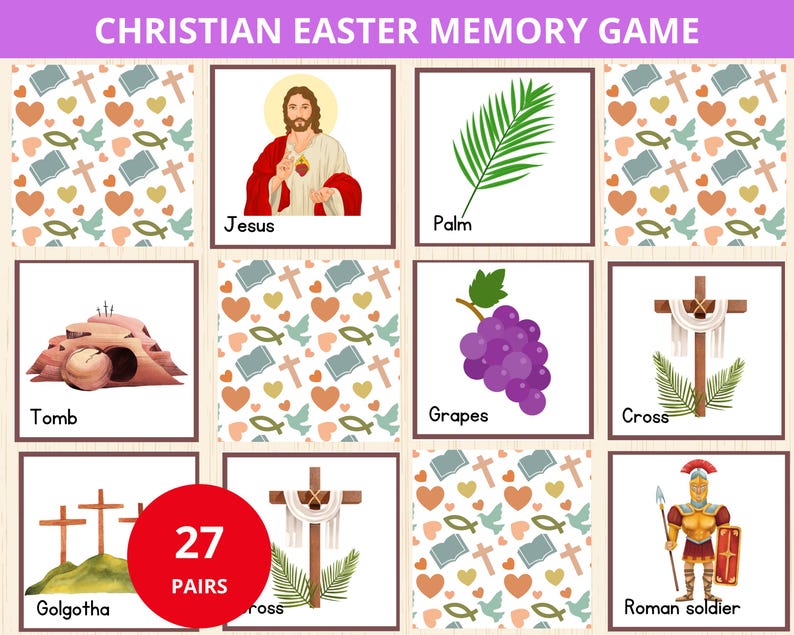 Easter Story Memory Game,easter Memory Game,christian Easter Flashcards ...