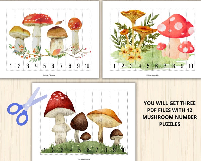 Preschool Autumn,mushroom Puzzle Number Sequence,mushroom Number ...
