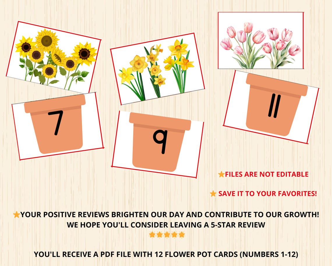 Flower Number Matching,spring Counting Number,spring Preschool Activity ...