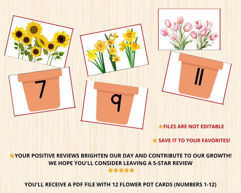 Flower Number Matching,spring Counting Number,spring Preschool Activity ...
