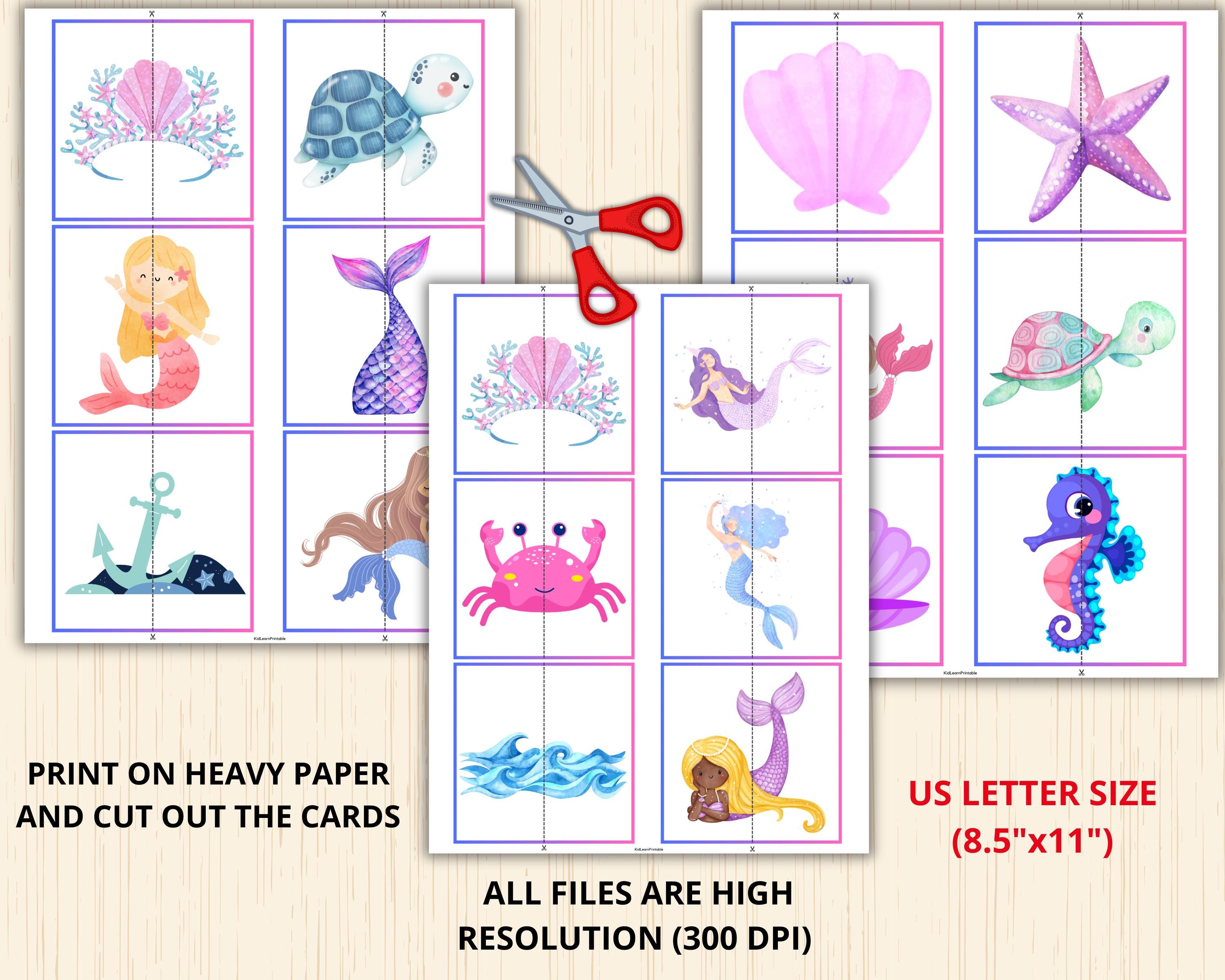 Mermaid Matching Activity,mermaid Matching Game,mermaid Puzzles,mermaid ...