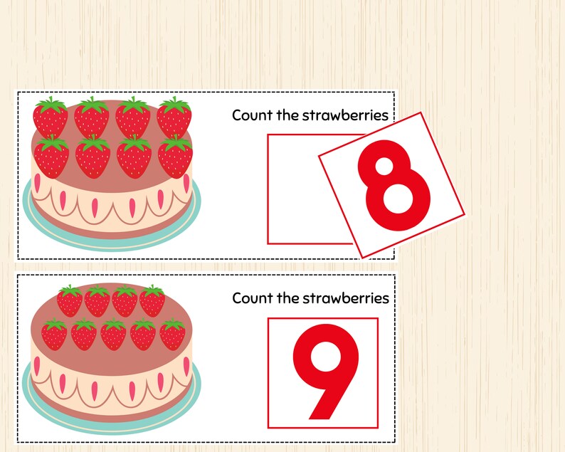 Valentine Count Strawberries Math Printable, Counting Valentines ...