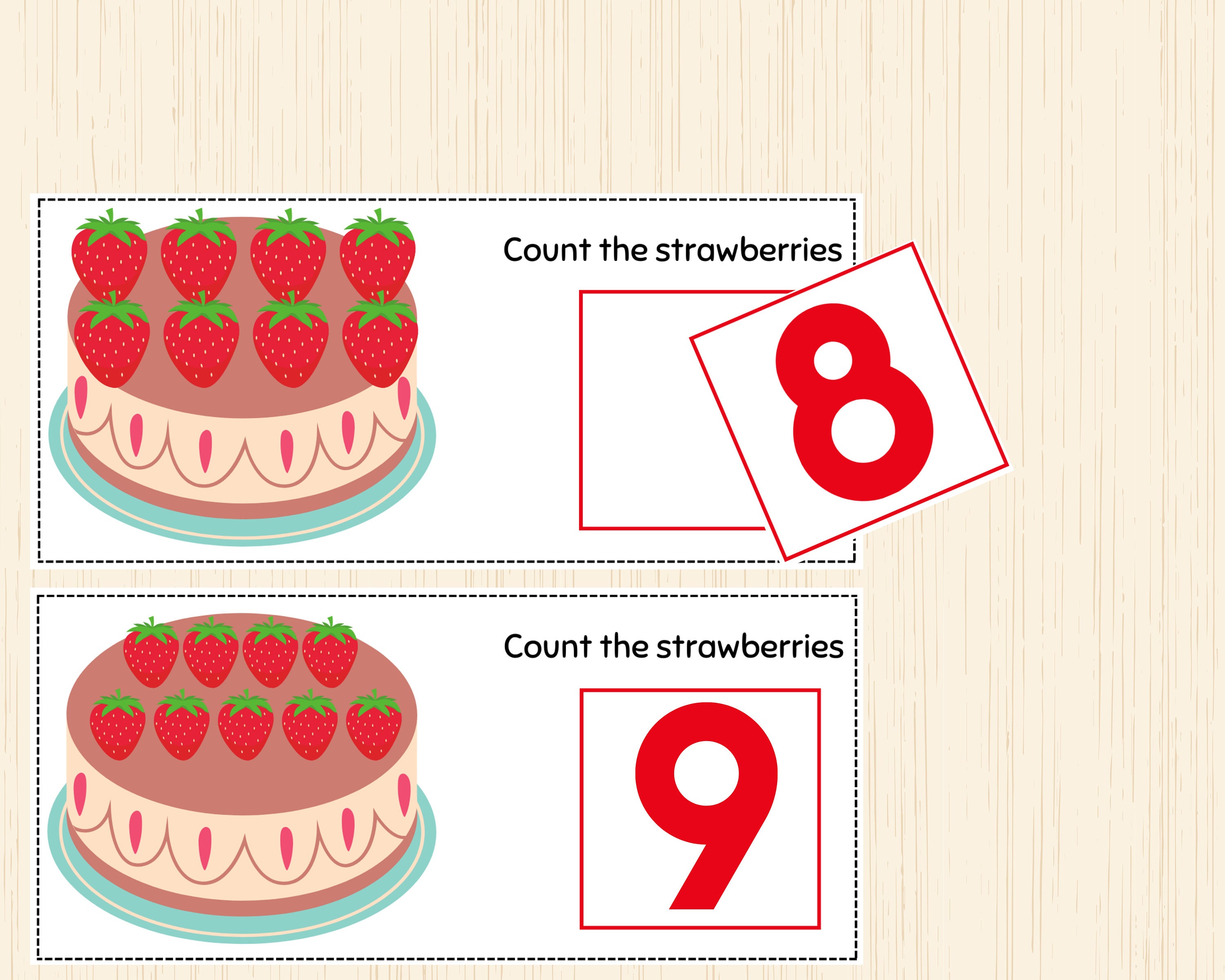 Valentine Count Strawberries Math Printable, Counting Valentines ...