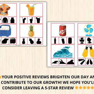 Summer Shadow Clip Cards,silhouette Matching,toddler Summer Matching ...