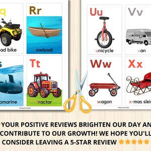 Vehicles Alphabet,transportation Alphabet Flash Cards,alphabet ...