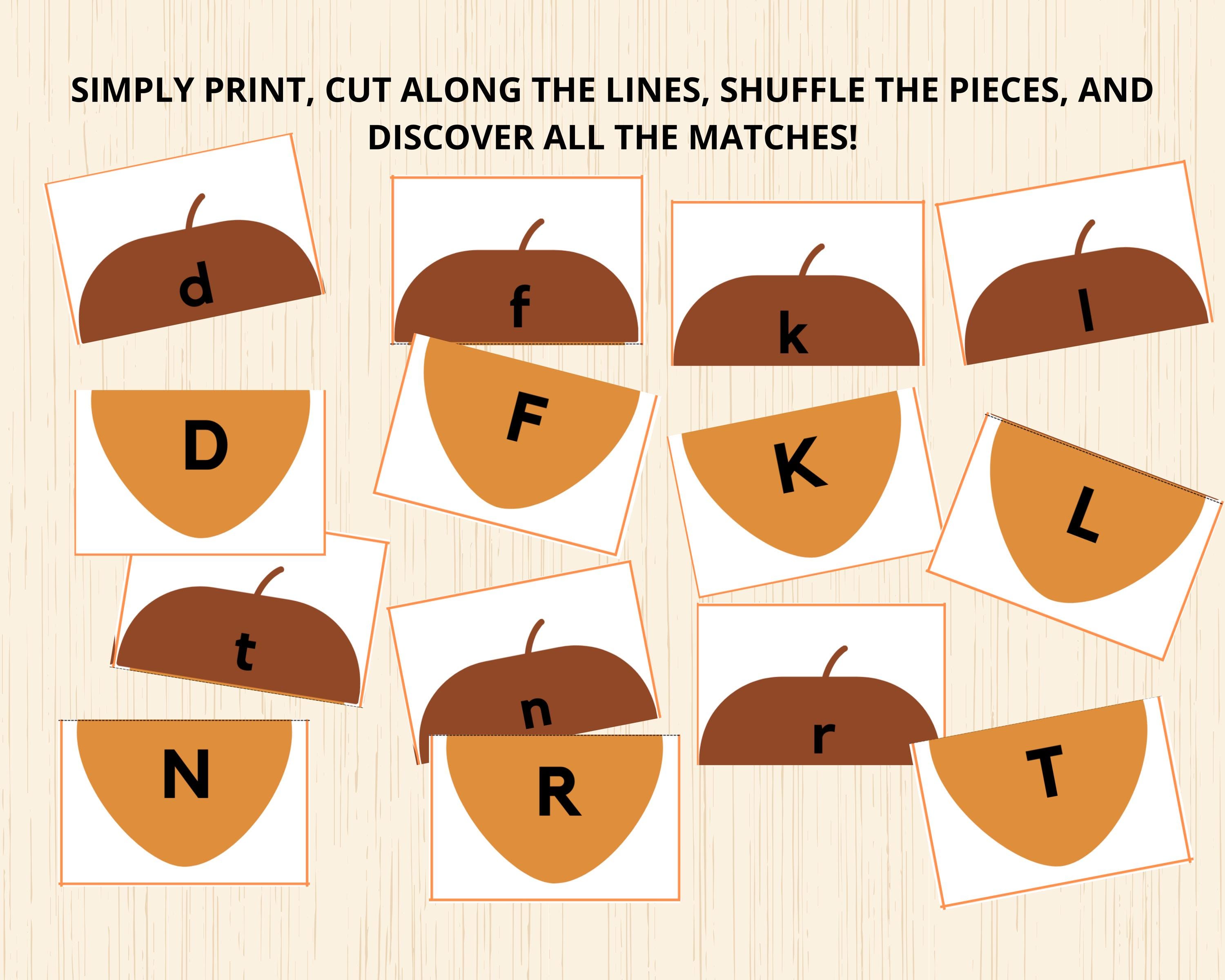 Acorn Alphabet Match,preschool Letters,alphabet Matching Game,letter ...