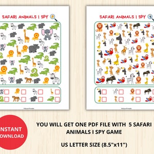 Safari Animal I Spy,counting Activity,look and Find,animals Preschool,i ...