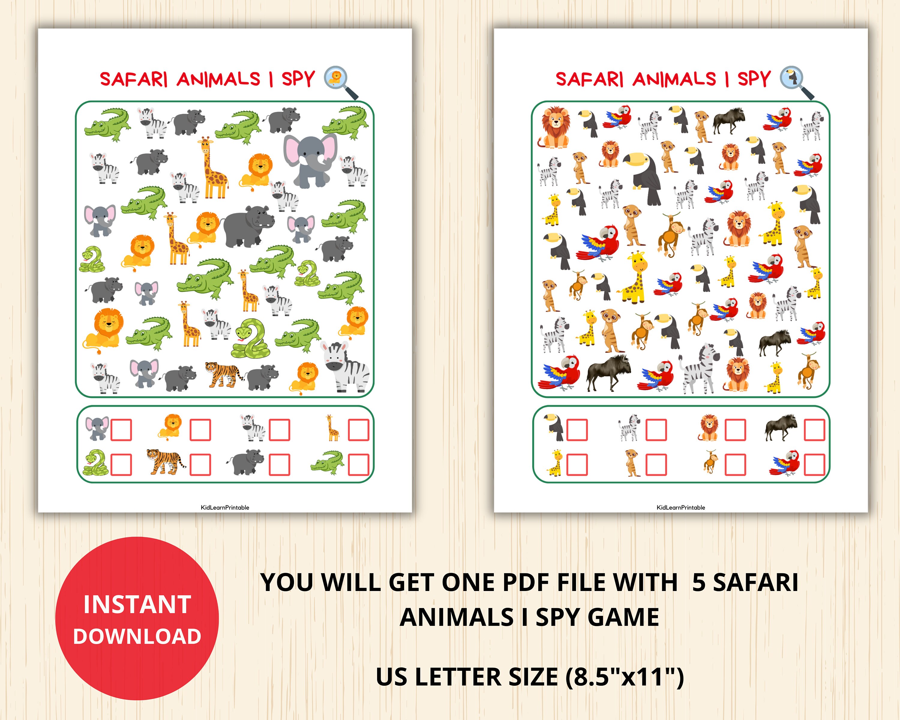Safari Animal I Spy,counting Activity,look and Find,animals Preschool,i ...