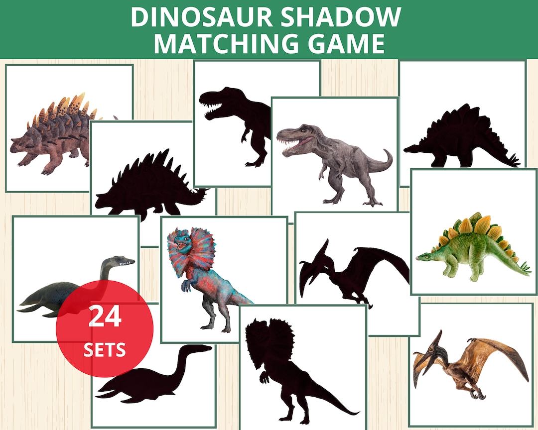 Dinosaur Shadow Matching Game,dinosaur Matching,dinosaur Montessori ...