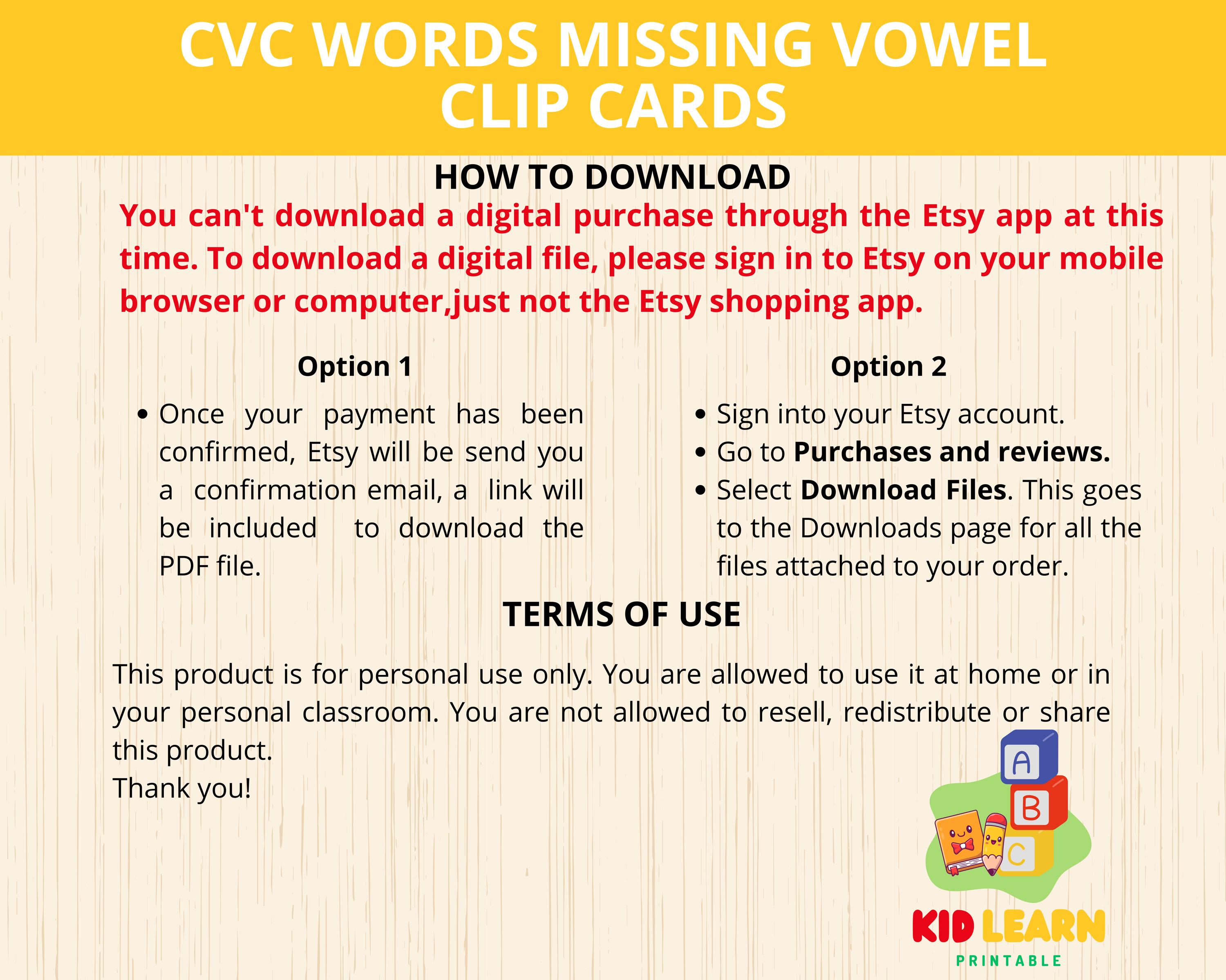 CVC Words Missing Vowel Clip Cards,cvc Vowel Sound Clip Cards ...