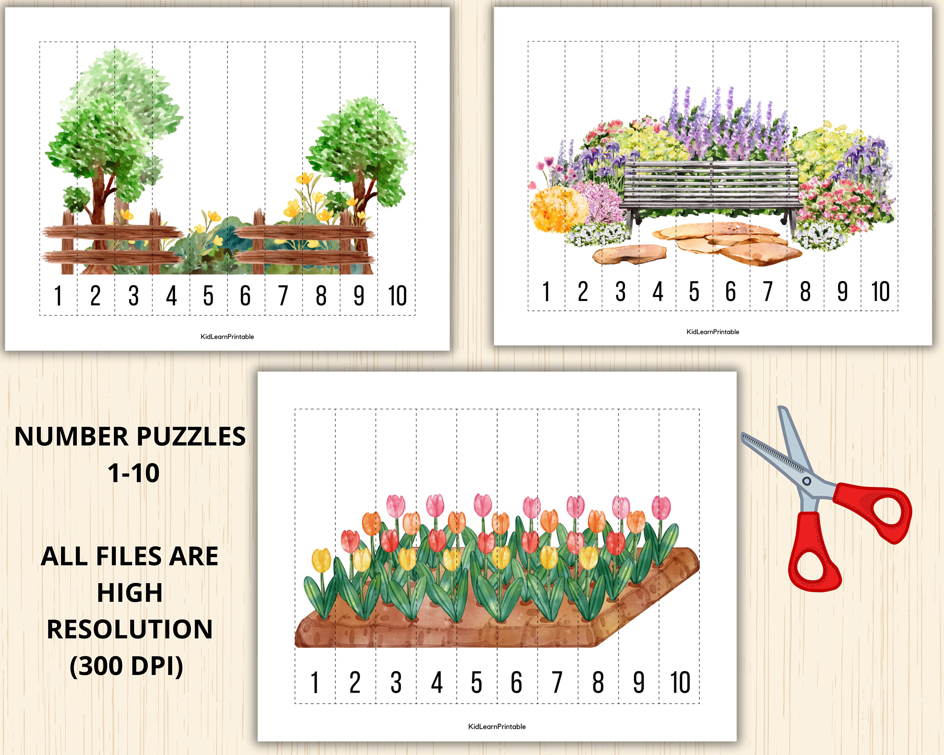 Garden Preschool,garden Puzzles,number Sequence Puzzle,numbers 1-10 ...