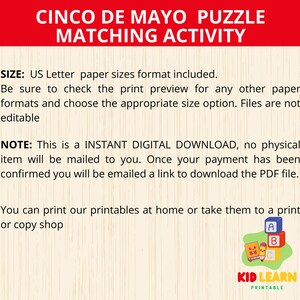 Cinco De Mayo Matching Game,preschool Activity,montessori,matching ...