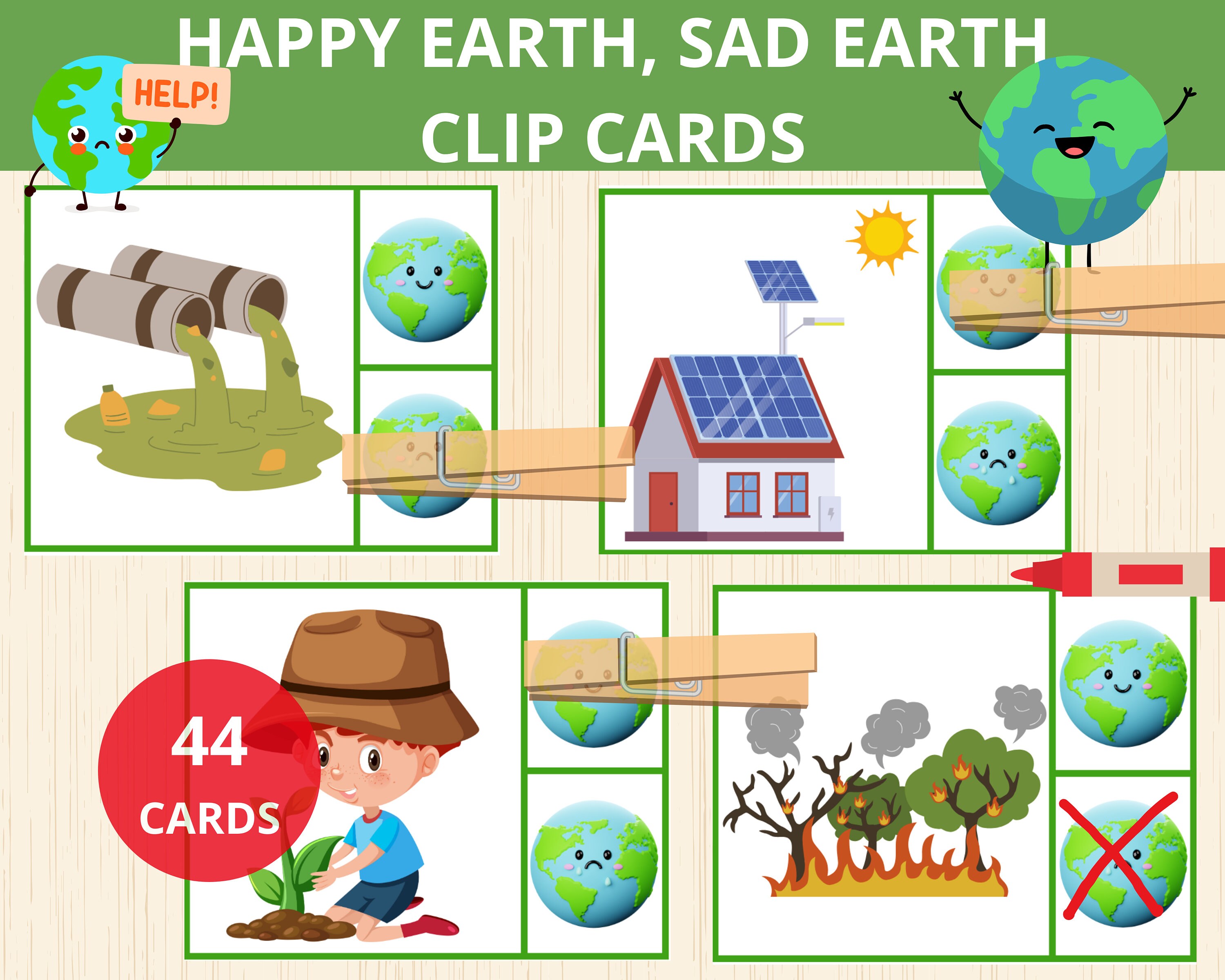 Earth Day Preschool Activity,happy Earth,sad Earth,earth Day Busy Book ...