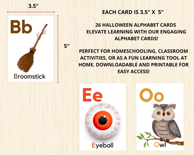 Halloween Alphabet Cards,halloween Flashcards,halloween Homeschool ...