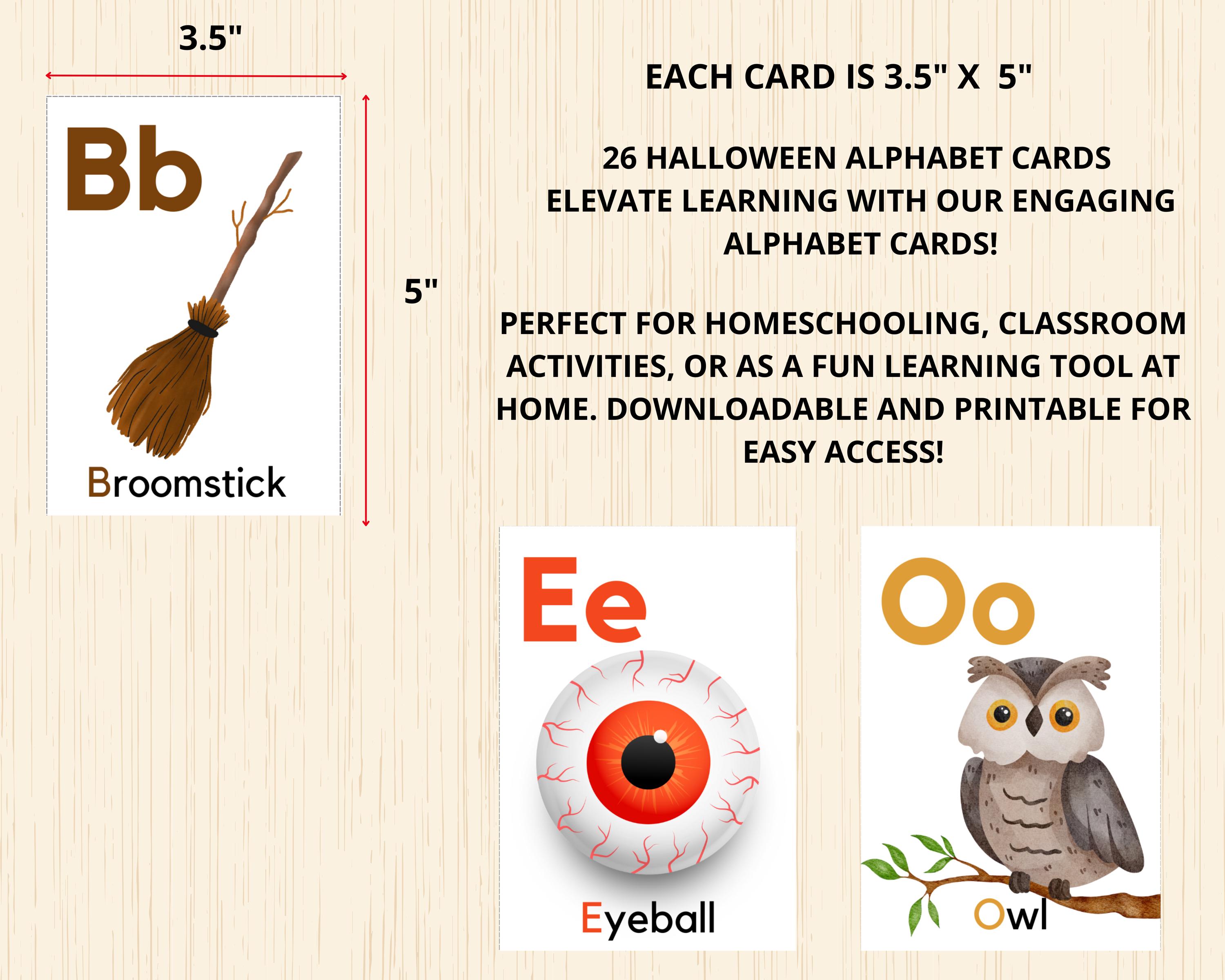 Halloween Alphabet Cards,halloween Flashcards,halloween Homeschool ...