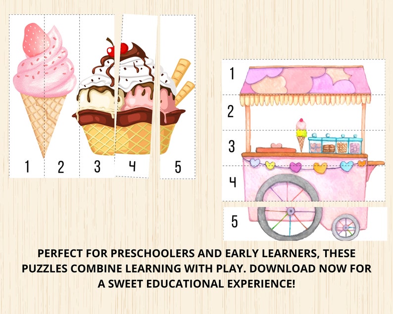 Ice Cream Number Matching,ice Cream Puzzle,counting Activity,number ...