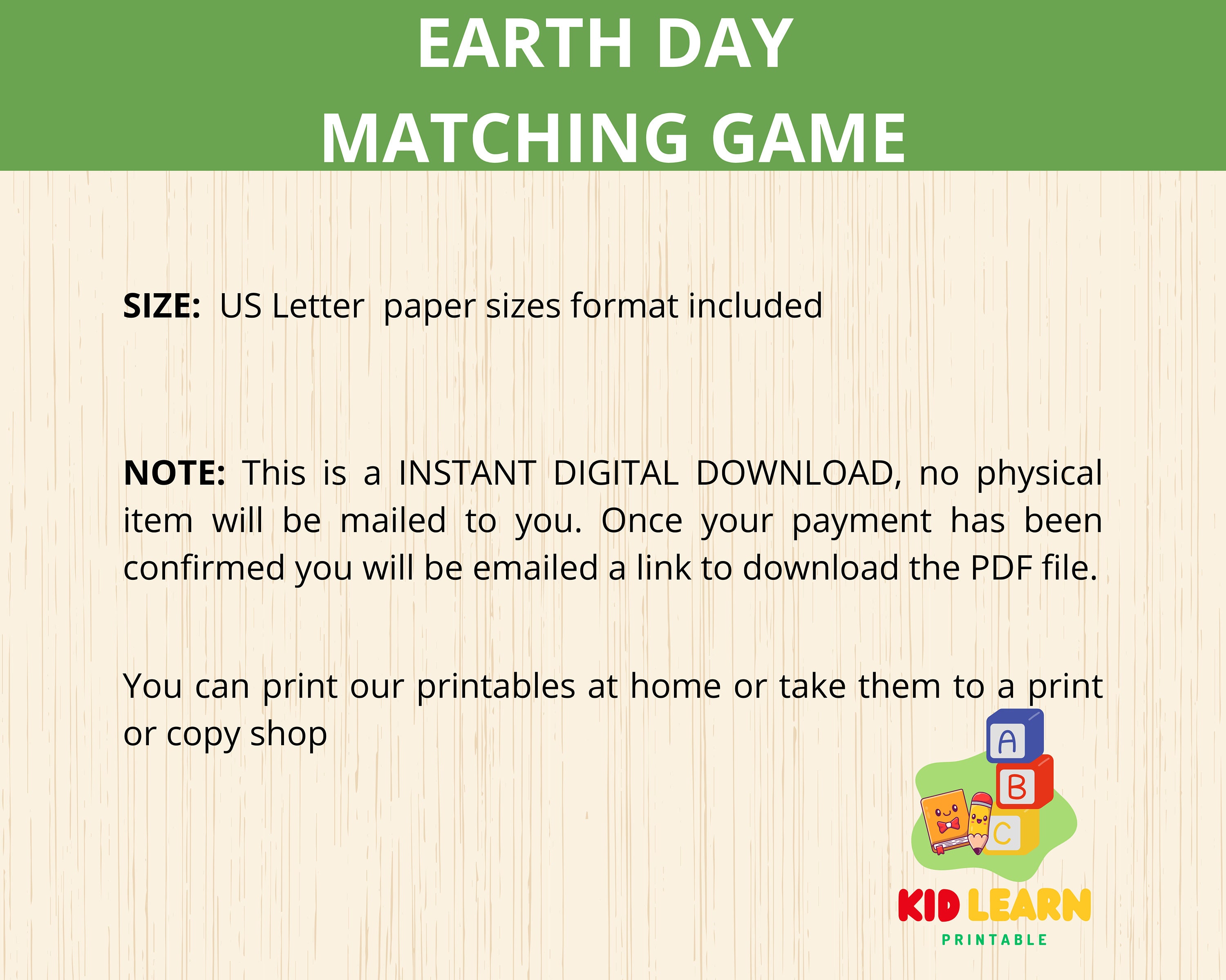 Earth Day Matching Game,earth Day Puzzles, Matching Activity, Game for ...