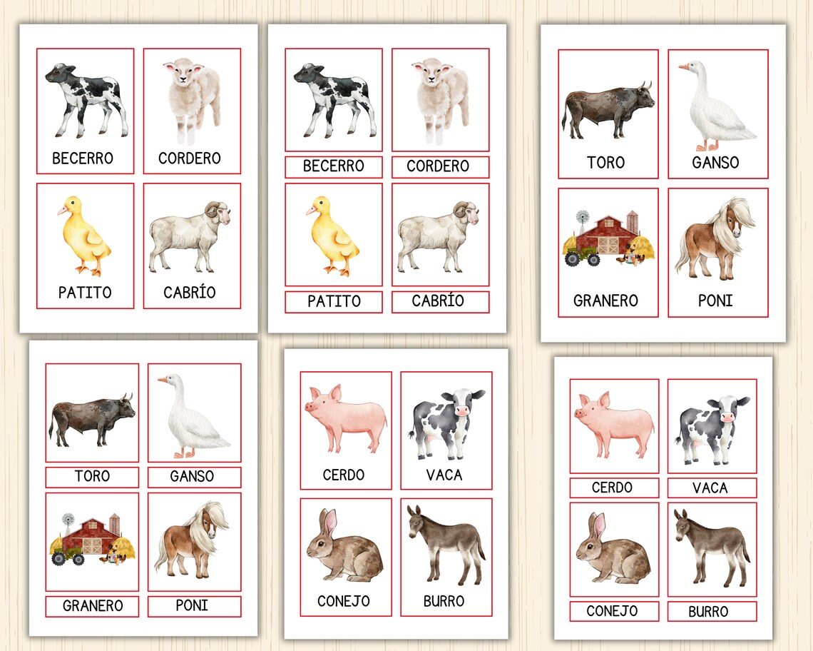 Farm Animals Montessori 3 Part Cards, Montessori Flash Cards, Farm ...