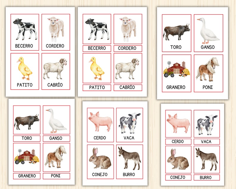 Farm Animals Montessori 3 Part Cards, Montessori Flash Cards, Farm ...