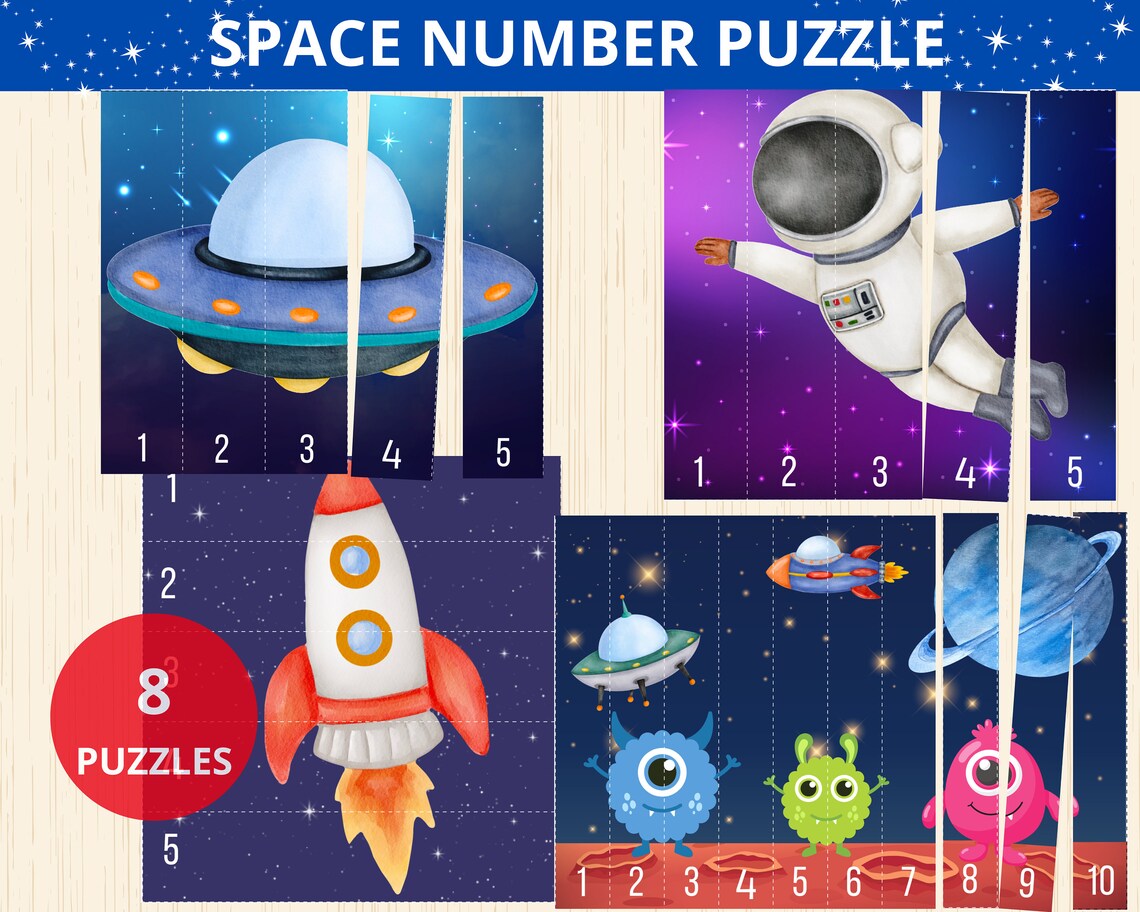 Space Puzzles,space Activities,outer Space Number Sequence,numbers 1-10 ...