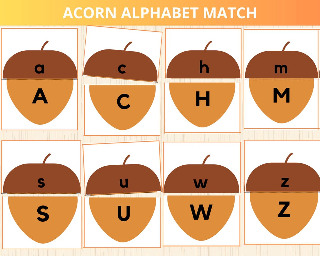 Acorn Alphabet Match,preschool Letters,alphabet Matching Game,letter ...
