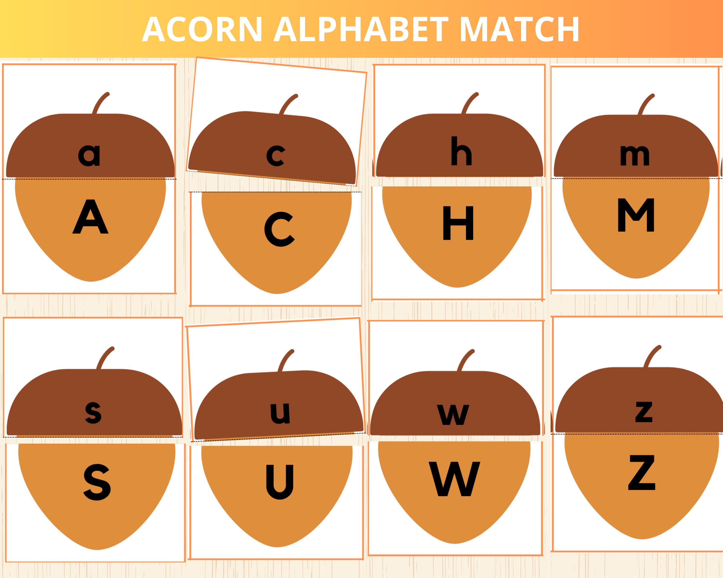 Acorn Alphabet Match,preschool Letters,alphabet Matching Game,letter ...